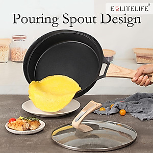 ESLITE LIFE Nonstick Deep Frying Pan Skillet, Healthy Granite Coating Egg Omelette Pan Stone Cookware Chef's Pan, PFOA Free(Black, 8 Inch)