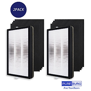 PUREBURG Replacement Filter Compatible with Filtrete F1 Filter Fits FAP-C01-F1 & FAP-T02-F1 FAPF-F2-A FAP-C01-F2 & FAP-T03-F2 Air Purifiers,2-Pack H13 HEPA + 8 Carbon Pre-Filters