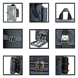 Picnic Backpack for 4 with Blanket, Insulated Picnic Backpack with Cooler Compartment, Travel Picnic Backpack with SS Plates, Cutlery, Wine Glasses, Chopping Board, Bottle Opener, Napkins S/P Shakers