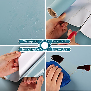 VEELIKE 15.7''x118'' Ocean Blue Wallpaper Peel and Stick Thickening Self Adhesive Blue Contact Paper Waterproof Decorative Vinyl Film for Walls Countertops Cabinets Shelf Drawer Liners Bedroom Kitchen