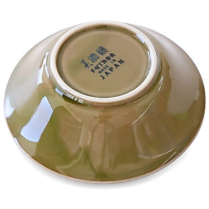 Mino Ware Serving Bowls, 4.5 inch, Emboss-Tokusa, Olive Green, Dessert Bowls, Microwave/Dishwasher Safe, Set of 2