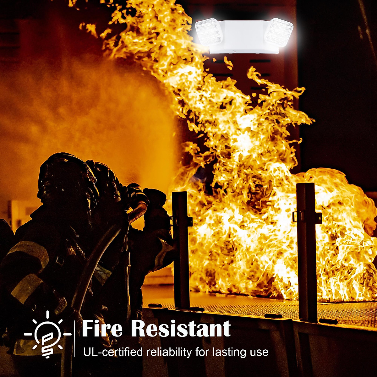 GRUENLICH LED Commercial Emergency Light with Dual Head and Backup Battery, US Standard, AC 120-277V, Hardwired Emergency Light Fixtures for Business Office Power Outages, 4-Pack