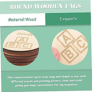 LIFKOME 16pcs Removable Labels Kids Baskets Wood Tags Kids Storage Organizer for Labels for Home Décor Wooden Round Circle for Home Decoration Wooden Round Circle Decoration Crafts
