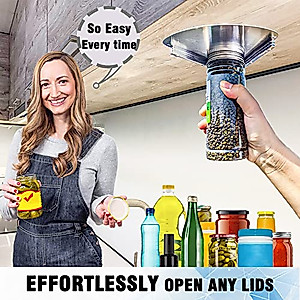 Stainless Steel Jar Opener for Weak Hands - Under Cabinet Jar Lid & Bottle Cap Opener - V Shape Single Hand Under Counter Can Opener - Effortless Open Any Size Jar - Perfect for Seniors with Arthritis