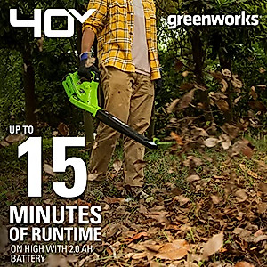 Greenworks 40V (150 MPH / 130 CFM) Cordless Leaf Blower, 2.0Ah Battery and Charger Included