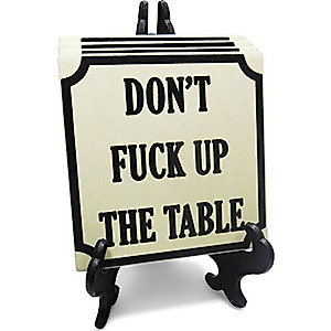 Absorbent Stone Drink Coasters - Funny Coasters for Drinks - Huge 4.25 Inch Square Ceramic Stone with Cork Backing Coaster