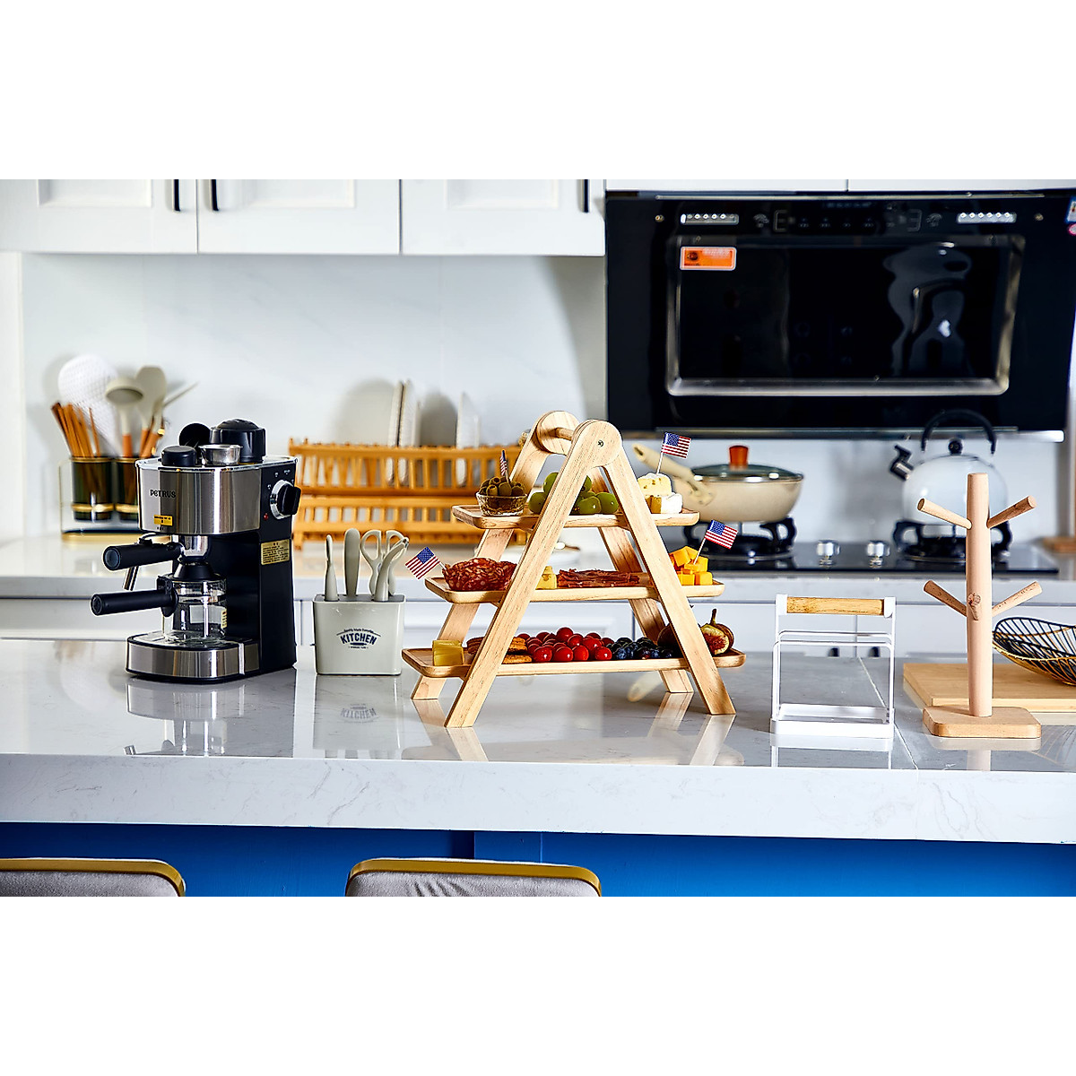 Noriginalic Appetizer Serving Tray Parawood Charcuterie Boards 3 Tier Serving Tray Dessert Table Display Set