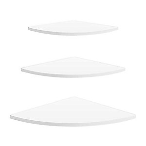 Wall Mount Floating Corner Shelves, 3Pcs PVC 90 Degree Corner Shelves Set for Bedroom Bathroom Kitchen Office(MAX Load 5Kg)