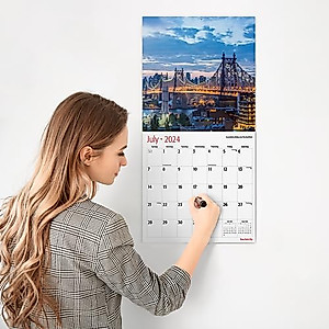 RED EMBER New York City 2024 Wall Calendar 12 Month | 12" x 24" Open | Thick & Sturdy Paper | Giftable | Calendar 2024