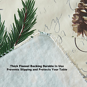 Newbridge Joyful Holly Country Rustic Vinyl Christmas Tablecloth with Flannel Backing, Holly and Berries Winter Holiday Vinyl Flannel Back Tablecloth, 70 Inch Round