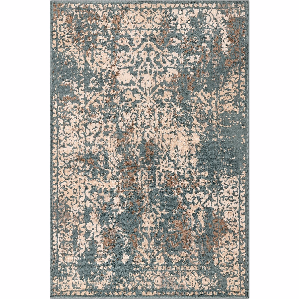 Rugs.com Mojave Collection Rug – 4' x 6' Green Medium Rug Perfect for Entryways, Kitchens, Breakfast Nooks, Accent Pieces