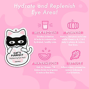 TONYMOLY Cat's Purrfect Brightening Eye Mask, Valentines Gifts, Strengthening Eye Cream, Softens and Hydrates with Milk Protein, 3 ct.