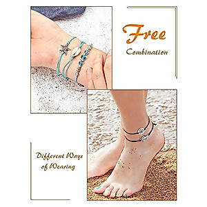 Hicarer 21 Pieces Surfer Wave Bracelet Ocean Wave Adjustable Waterproof Handmade Friendship Bracelet Summer Sunflower Bracelets Anklets Jewelry for Women Teen Girls (Ocean Style)