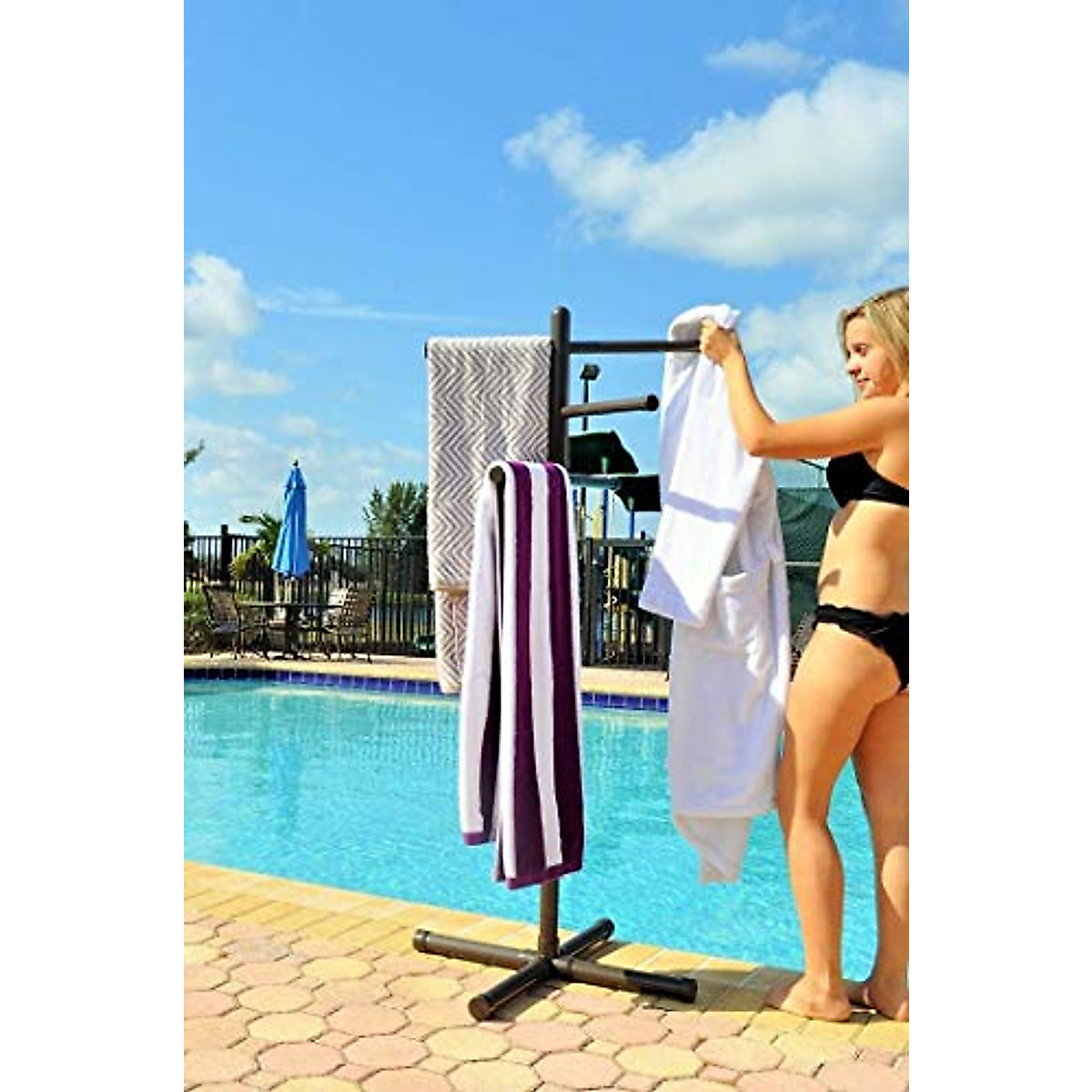 Pool & Spa Towel Rack Bronze Premium Extra Tall Towel Tree Outdoor PVC