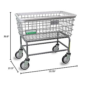R&B Wire™ 200F/ANTI Antimicrobial Large Capacity Laundry Cart, 4.5 Bushel, Gray, Made in USA