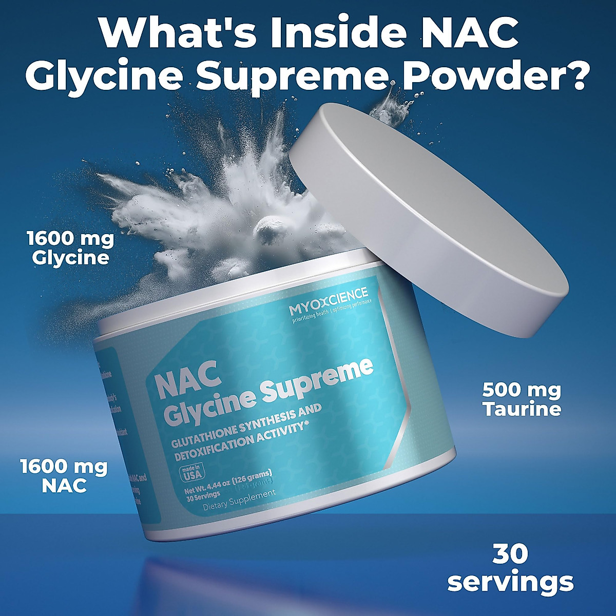 MYOXCIENCE NAC + Glycine Supreme N-Acetyl-L-Cysteine, Glycine and Taurine Combination,Powder
