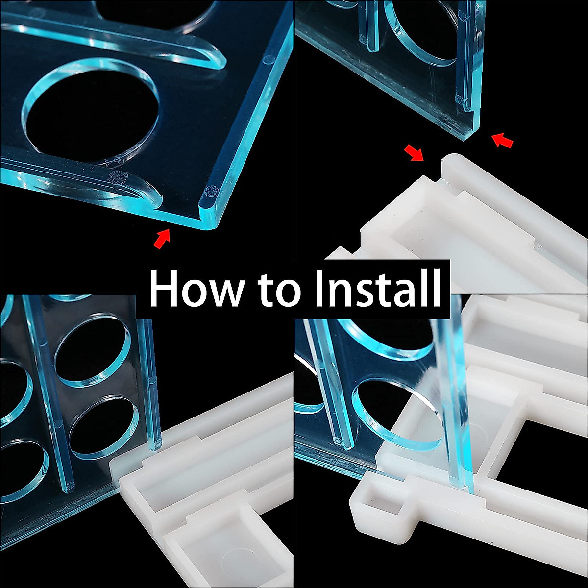 HOIGON 5 Pack 50 Holes Plastic Test Tube Rack, Detachable Lab Test Tube Rack Holder for 13/16 mm Tubes, Light Blue