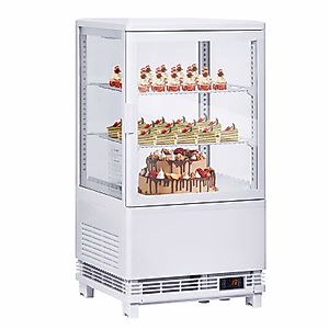 EastVita Display Commercial Refrigerator Case，2.1 Cu.Ft Display Fridge Single-Door Pastry Display Case With Interior Led Lighting, Double-Layered Glass Bakery Display Refrigerator 白色