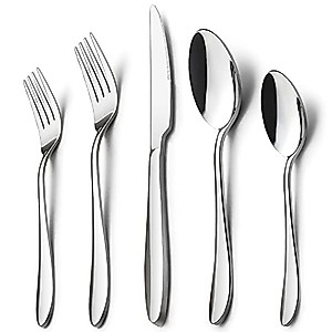 40-Piece Silverware Set, HaWare Stainless Steel Flatware Service for 8, Modern Tableware Cutlery for Home, Elegant Eating Utensils Include Knives/Spoons/Forks, Mirror Polished, Dishwasher Safe