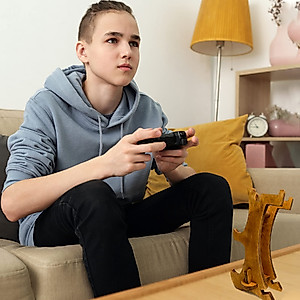 ROSTMARYGIFT Wooden Controller Stand - Dual Game Controller Holder, Headphone Hanger and Phone Stand - Universal Gaming Acessories and Gamer Gift - Portable Headset Storage Organizer