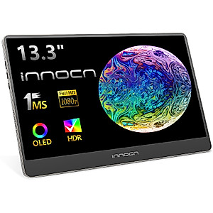 INNOCN 13.3-Inch OLED Portable Laptop Monitor HDR USB C Mini HDMI External Small Computer Monitor, Travel Portable Gaming 1MS Monitor for Switch XBOX PS5/4, 100% DCI-P3, 400Nits, Detachable Stand
