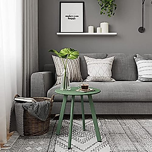 Grand patio Indoor & Outdoor Steel Side Table, Weather-Resistant Round End Table with Square Feet, Small Accen Table Great for Patio, Balcony, Camping