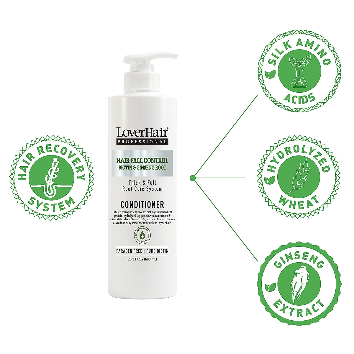 Combo LoverHair Professional Hair Fall Control Shampoo & Conditioner 600ml - 20.3 fl.oz