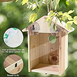 Pintuson 2 Pack Window Bird Houses for Viewing, See Through Bird House for Window, Transparent Spy Birdhouse for Outdoor, Wooden Bird Nest with Strong Suction Cups