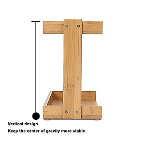 PELYN 2 Tier Bathroom Organizer Counertop, Bamboo Bathroom Counter Corner Shelf for Bath Shampoo Lotion Accessories