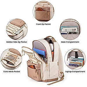 MOMUVO Classic Backpack for Women, Lightweight High School Bookbag for Teens Girls, Waterproof 15.6 Inch Laptop Bag with USB Charging Port for College Work Travel Trip