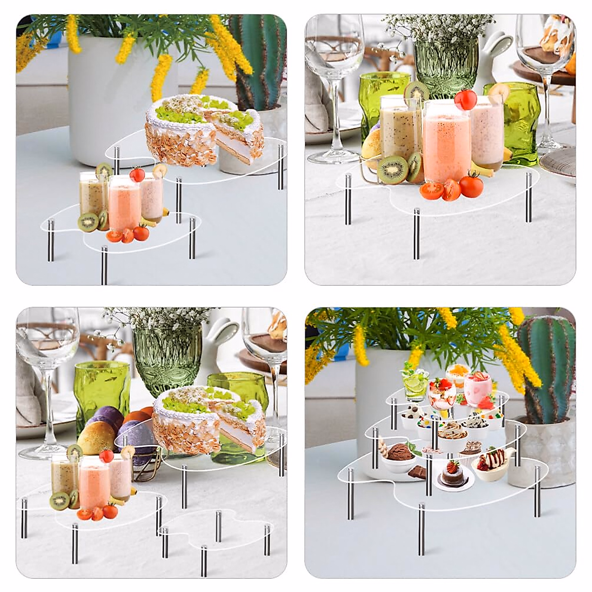 Abaodam 3pcs Cake Display Stand Clear Shelves for Display Toy Storage Stand Perfume Organizer for Dresser Food Stands for Display Party Acrylic Tiered Display Stand Tiered Shelf Organizer