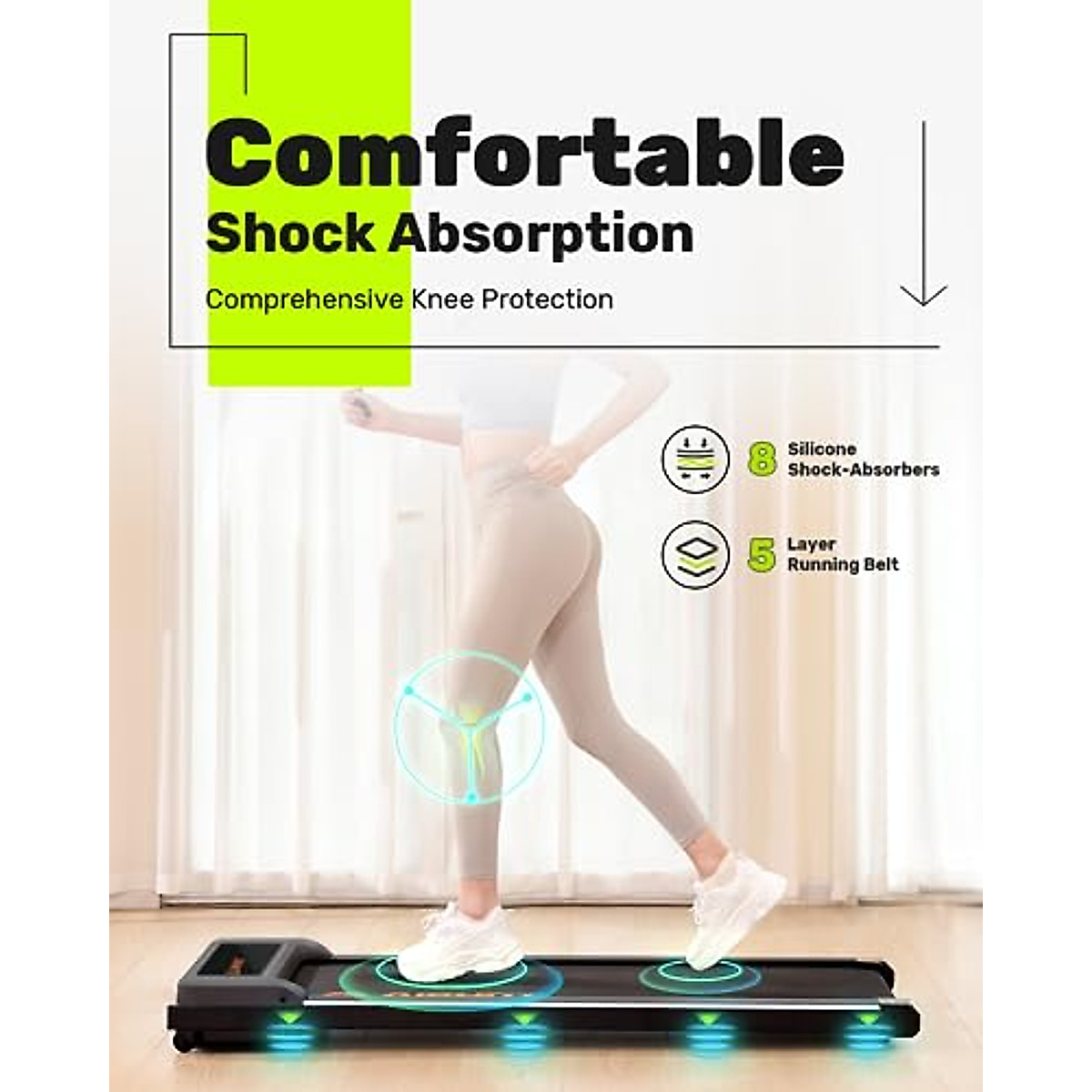 AIRHOT Walking Pad Treadmill, 2.5HP Under Desk Treadmill with Remote Control & LED Display, Quiet Desk Treadmill for Compact Space, Portable Treadmill for Home Office Use, Black