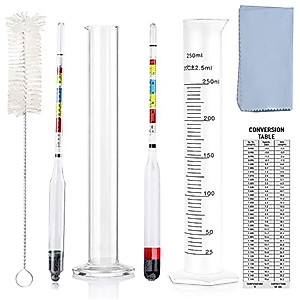 Hydrometer for Home Brew Beer,Triple Scale Hydrometer for Wine Kombucha Making Test Kit Supplies,Specific Gravity,Brix and ABV Beer Hydrometers and Test Jar(2 Sets)