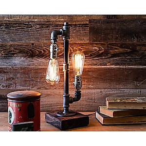 Edison Desk Lamp, Industrial Table Lamp, Steampunk Metal Pipe Lamp for Nightstand, Dressers, Coffee Table, Study Desk in Bedroom College Dorm
