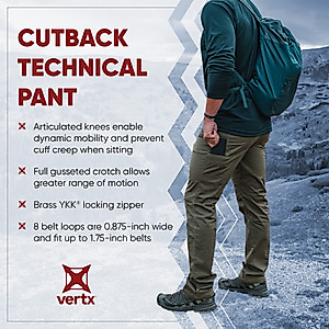 Vertx Men's Standard Cutback Technical Pants Tactical Gear with Pockets Lightweight Stretch Quick Dry Odor Control Athletic Cut Outdoor Pant, Shock Cord, 32x30