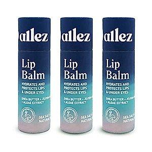 allez outdoor | Lip & Eye Balm | Hydrating, Protecting & Brightening Plant-Based Formula | Shea Butter, Jojoba Oil and Algae Extract | Sea Salt + Kelp Scent | 3 pack