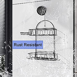 Neahom Hanging Shower Caddy Over Shower Head for Bathroom, Matte Black Stainless Steel Soap Holder & Razor Holder & Hooks, Hanging Shower Shelf Organizer, Storage Rack, Rustproof, Anti-Swing