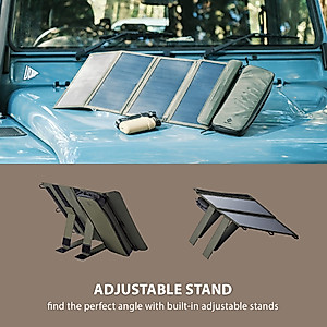 ELECOM NESTOUT Portable Solar Panel, Dual USB-A Ports, 14W Power Generation Charger for Phone Camping, Durable Water-Resistant Ripstop Nylon, Foldable Lightweight, Adjustable Stands (2-Panel)