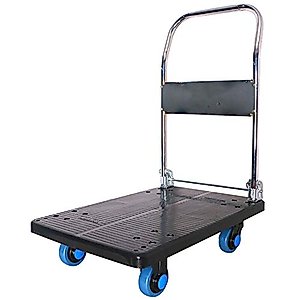 Portable Folding Handcart Folding Platform Truck Heavy Aluminum Duty Moving Platform Cart And Dolly Push Cart Collapsable Hand Cart Multi Function Folding Handcart ( Color : Black , Size : 72X46CM )