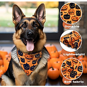Raisingwell Halloween Dog Bandanas 2 Pack Bat Pumpkin Pattern Dog Bibs Reversible Washable Durable Fall Dog Scarf Suitable for Small to X- Large Breed Dog Boy and Girl (Large)