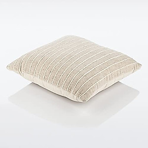 Nate Home by Nate Berkus Textured Cotton Decorative Throw Pillow | Modern Decorative Cushion for Couch, Chairs, or Bedroom from mDesign - Square Size 20" x 20", Natural (Taupe)