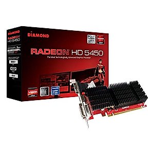 Diamond Multimedia AMD Radeon HD 5450 PCIe GDDR3 1GB Dual Monitor Support(DVI, HDMI, VGA) Low Profile Enhanced Fanless Heatsink,Low Profile,Full Height Bracket included Video Graphics Card (5450PE31G)