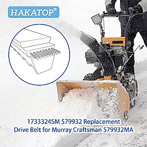 HAKATOP 1733324SM 579932 Replacement Drive Belt for Murray Craftsman 579932MA Stens 238-033 265-525 Snow Thrower Drive Belt (3/8" X 33")