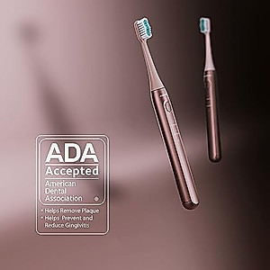 Aquasonic Icon ADA-Accepted Rechargeable Toothbrush | Magnetic Holder & Slim Travel Case | 2 Brushing Modes & Smart Timers | Modern & Convenient (Blush)
