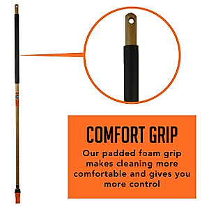 SWOPT Premium Cotton Mop + 60" EVA Foam Comfort Grip Wooden Handle, Combo — Mop Head with Long Handle Interchangeable with All SWOPT Cleaning Products — Mop Safe for Wood, Laminate or Tile