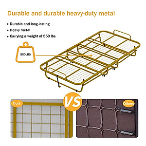 Folding Bed with Mattress, 75x38 Twin Size Fold Up Bed, 5-inch Memory Foam, Portable Foldable Roll Away Adult Bed with Lockable Wheels, Easy Assembly & Moving, Space-Saving (WhiteGold)