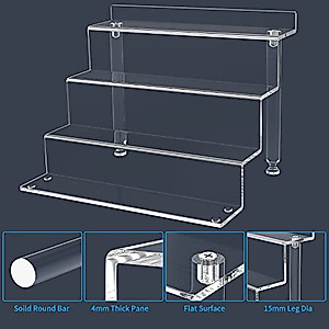 NIUBEE Acrylic Riser Display Shelf, Clear Display Stand for Amiibo Funko POP Figures,4 Tier Cupcakes Stand Perfume Organizer and Storage (Large)