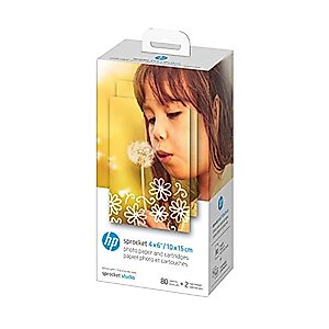 HP Sprocket Studio 4x6 Photo Paper & Cartridges (80 Sheets - 2 Cartridges) Compatible ONLY with HP Studio Printer.