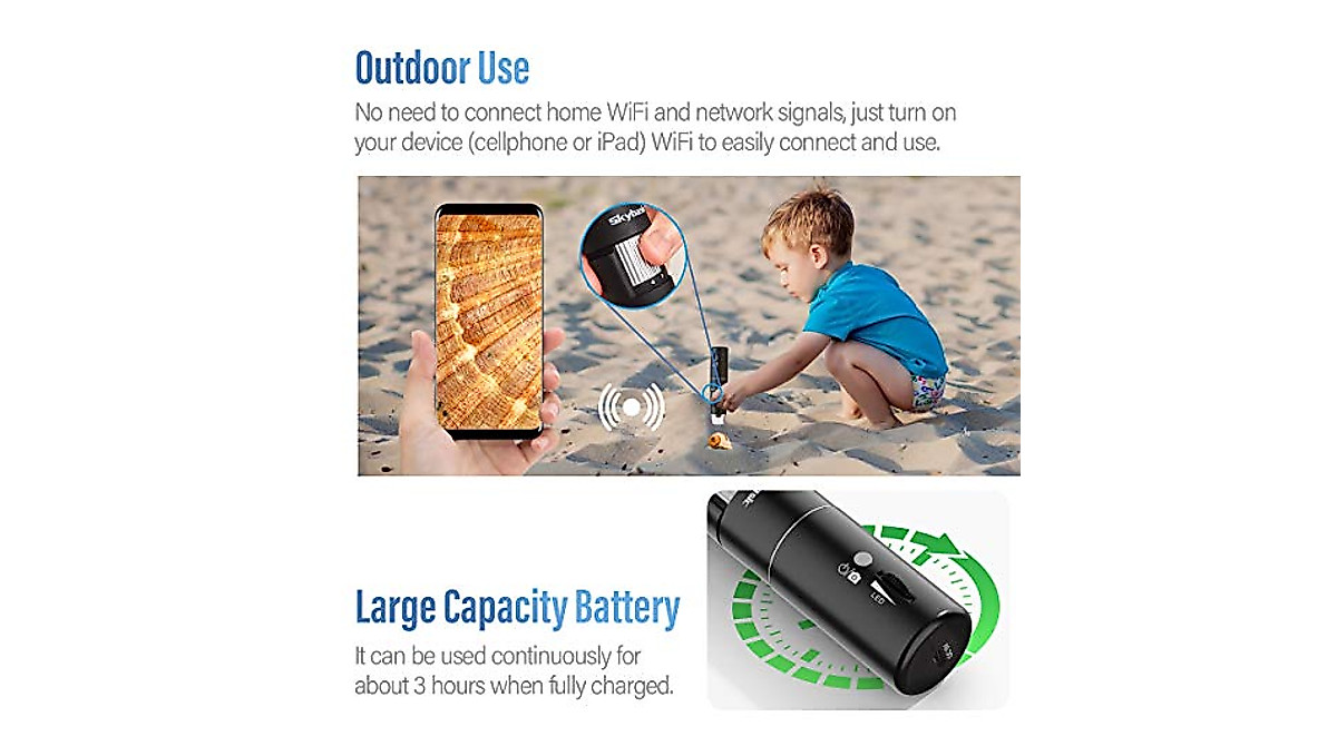Wireless Digital Microscope, Skybasic 50X-1000X Magnification WiFi ...