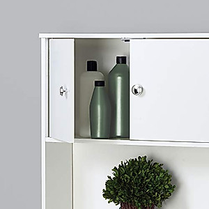 Zenna Home Drop Door Over the Toilet Bathroom Spacesaver, Bath-Storage Shelves, White